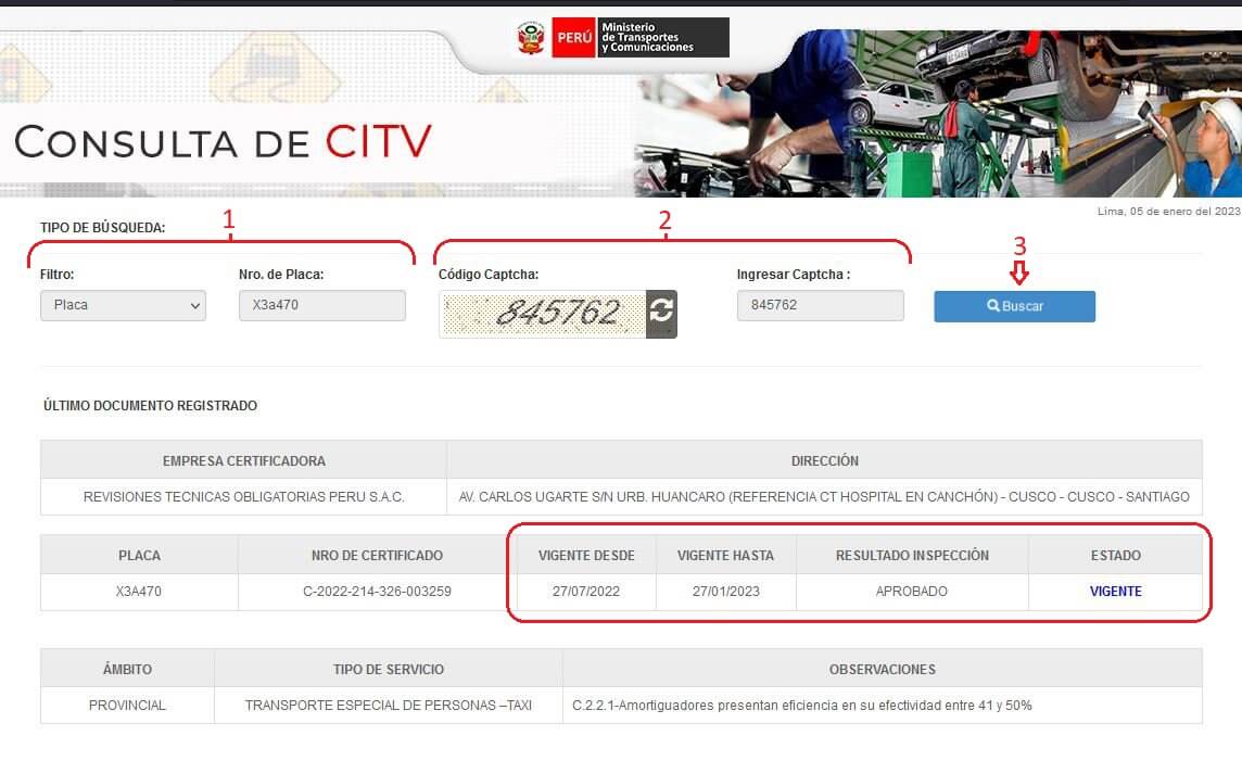 Cómo hacer la consulta de revisión técnica vehicular por placa Perú 🚗💻